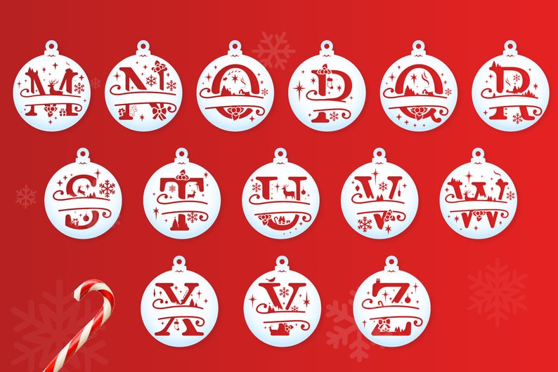 Round Christmas Monogram SVG Christmas Bauble Ornament SVG - Etsy