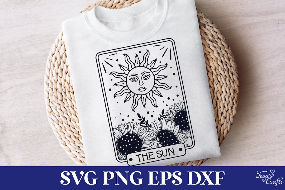 The Sun Tarot Card SVG, Mystical and Celestial SVG Files, Mystical Boho ...