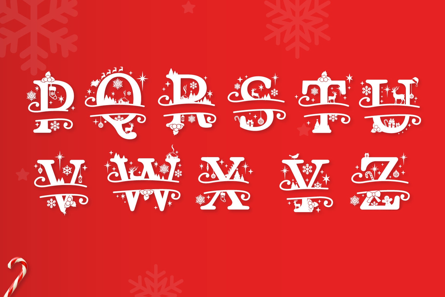 Christmas Split Letters Christmas Split Alphabet Christmas - Etsy