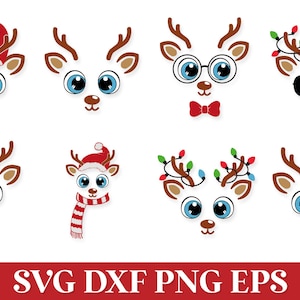 Boy Reindeer Face SVG File, Christmas Reindeer Face, Boy Reindeer Cut ...