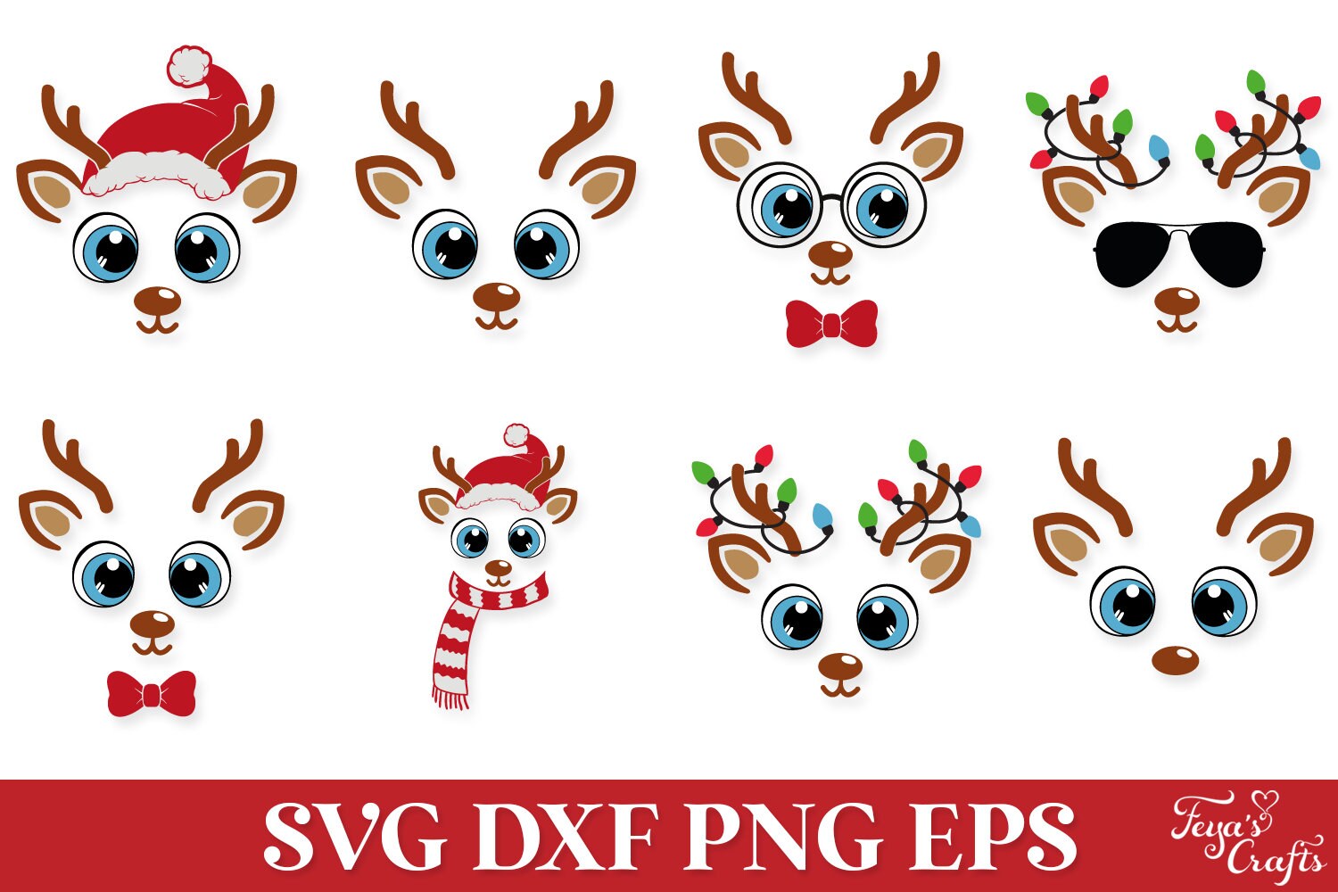 Boy Reindeer Face SVG File, Christmas Reindeer Face, Boy Reindeer Cut ...
