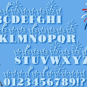 Fireworks Font | Fireworks Alphabet | Independence Day Font | Fireworks ...