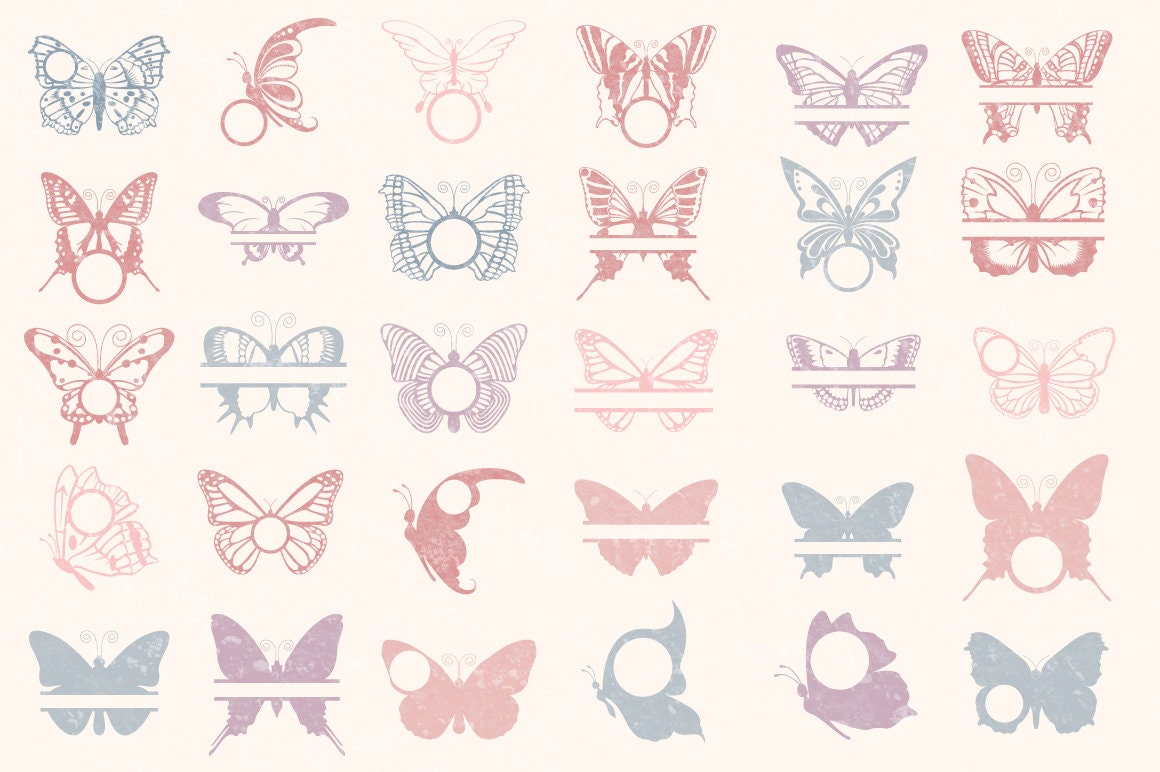 Butterfly SVG Bundle, Monogram Mandala Split Designs (digital Download ...