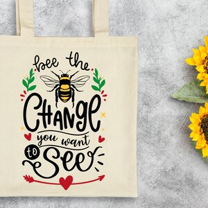 Bee the Change You Want to See SVG, Bee SVG Quote, Mom T-shirt SVG ...