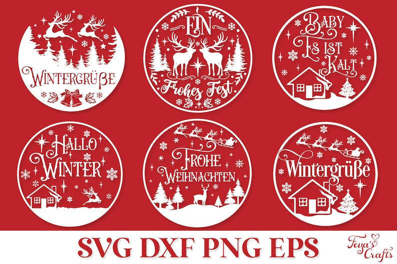 German Christmas Ornament SVG Pack Deutsche Frohe Weihnachten - Etsy