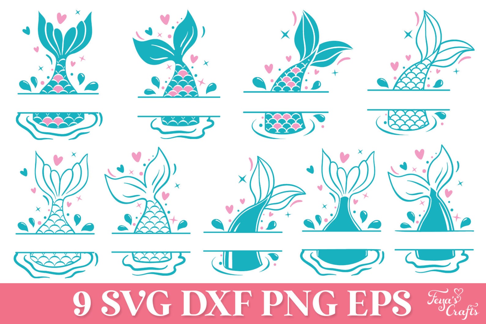 Mermaid Tail Split Monogram SVG, Mermaid Tail SVG Png, Mermaid Scales ...