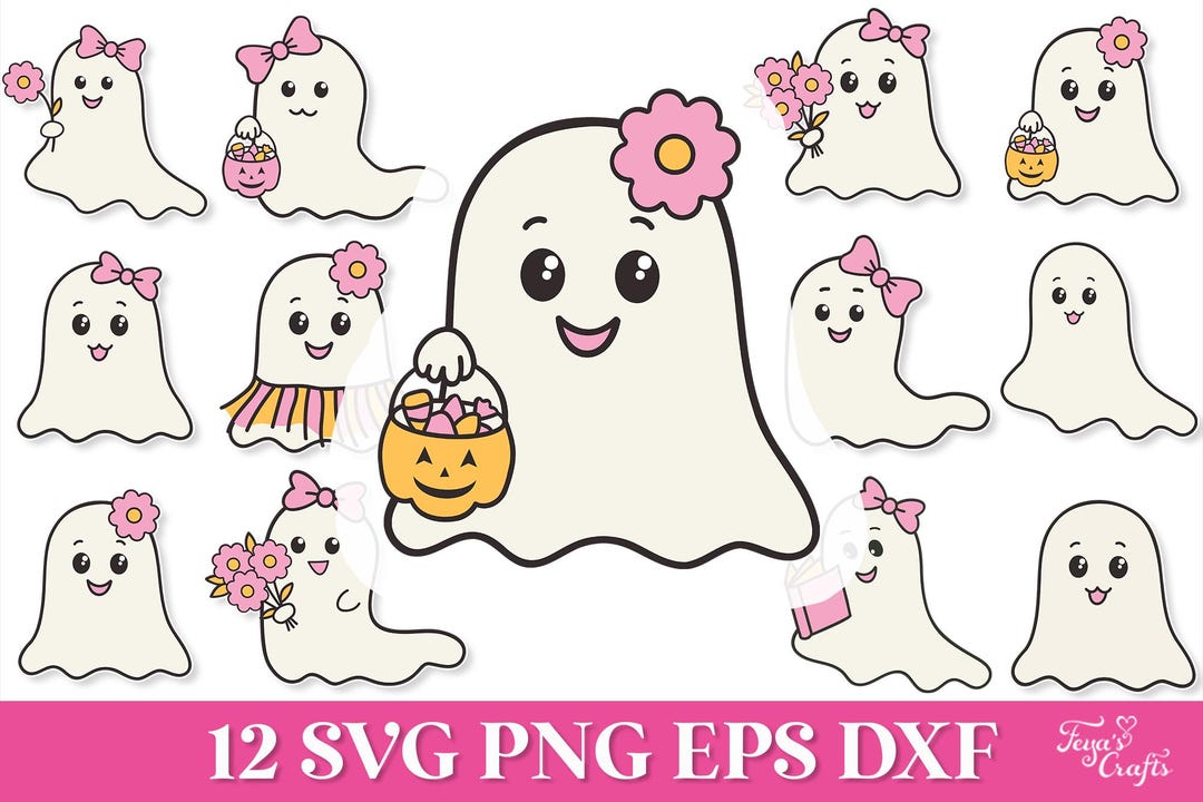 Cute Ghosts SVG Bundle, Retro Halloween Ghosts SVG Clipart, Ghost Shirt ...