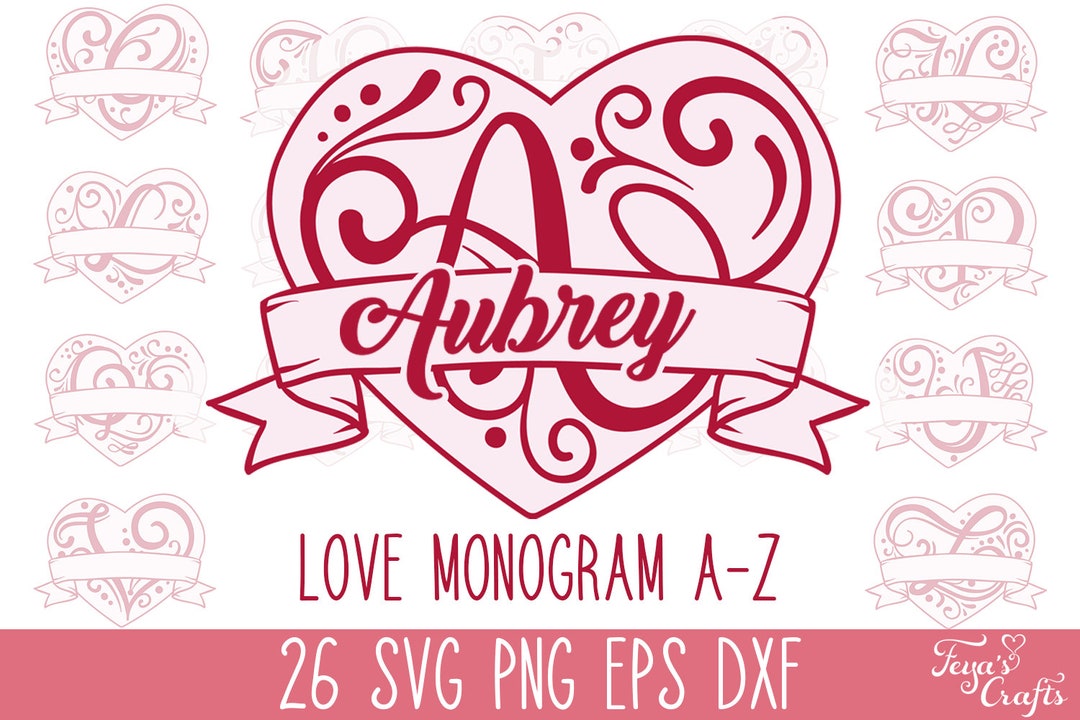 Heart Split SVG Alphabet, Love Monogram SVG, Valentine's Monogram Svg ...