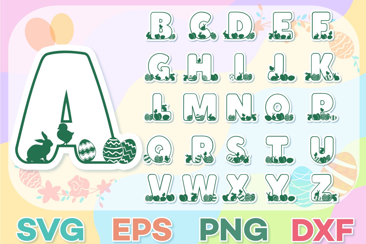 Easter Split Monogram SVG Easter Split Alphabet SVG Easter - Etsy