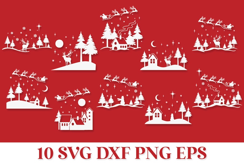 Christmas Scene SVG Png Winter Scene SVG Png Christmas - Etsy