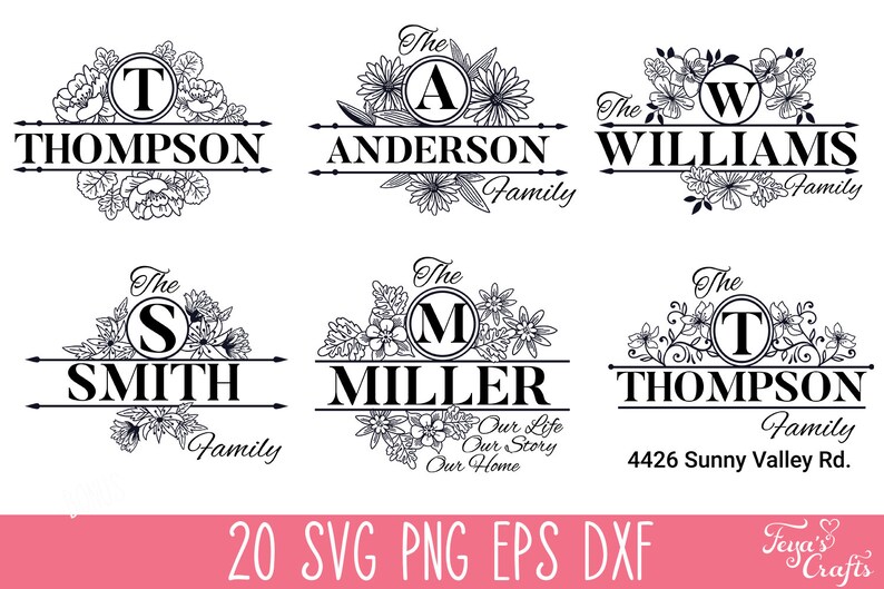Family Monogram SVG Bundle, Mailbox Decal, Address Cut Files (digital ...