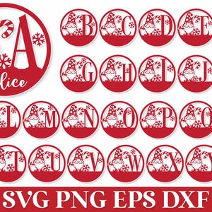 Christmas Monogram SVG Ornament, Round Christmas SVG Alphabet ...
