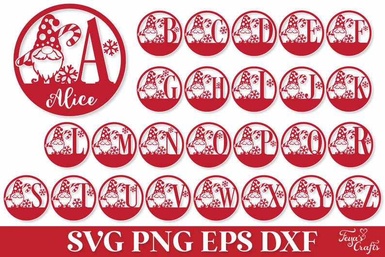 Christmas Monogram SVG Ornament, Round Christmas SVG Alphabet ...