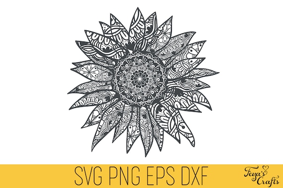 Sunflower Mandala SVG Zentangle Sunflower SVG Sunflower - Etsy