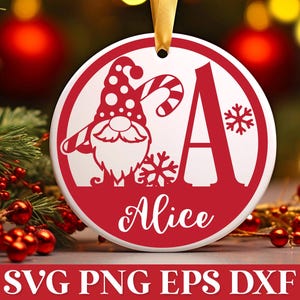 Christmas Monogram SVG Ornament, Round Christmas SVG Alphabet ...