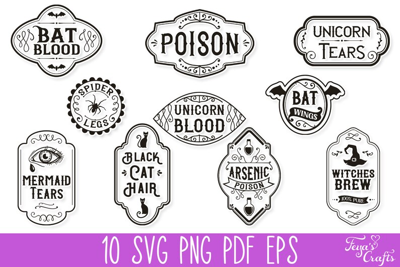 Halloween Potion Label Stickers SVG PNG Halloween Apothecary - Etsy