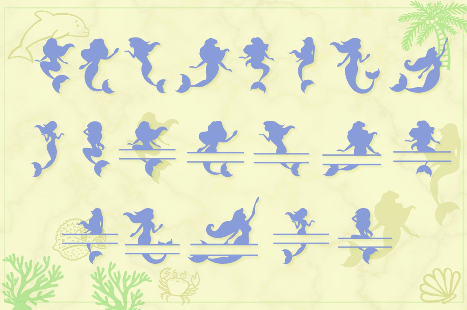 Mermaid SVG Alphabet Mermaid Font SVG Mermaid Monogram Cut | Etsy