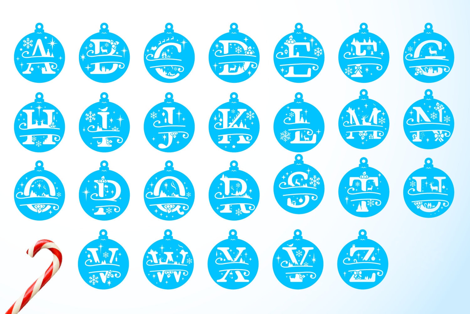 Round Christmas Monogram SVG Christmas Bauble Ornament SVG - Etsy