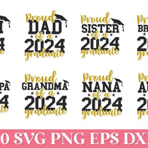 Proud Mom of 2024 Graduate SVG, Proud Family of 2024 Graduate SVG, 2024 ...
