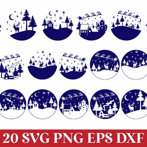 Round Winter Scene SVG, Round Christmas SVG, Christmas Ornament SVG ...