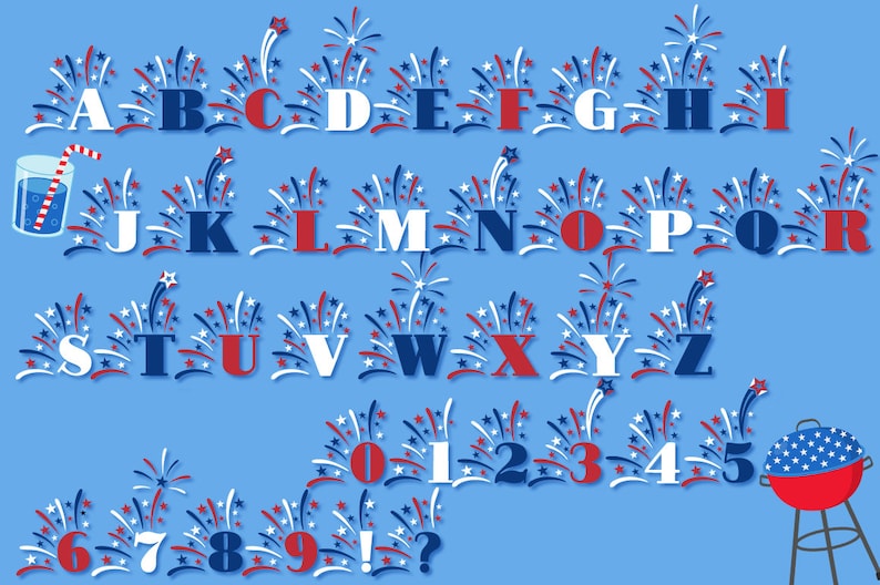 Fireworks SVG Alphabet | 4th of July, USA Monogram (cut File) - Etsy