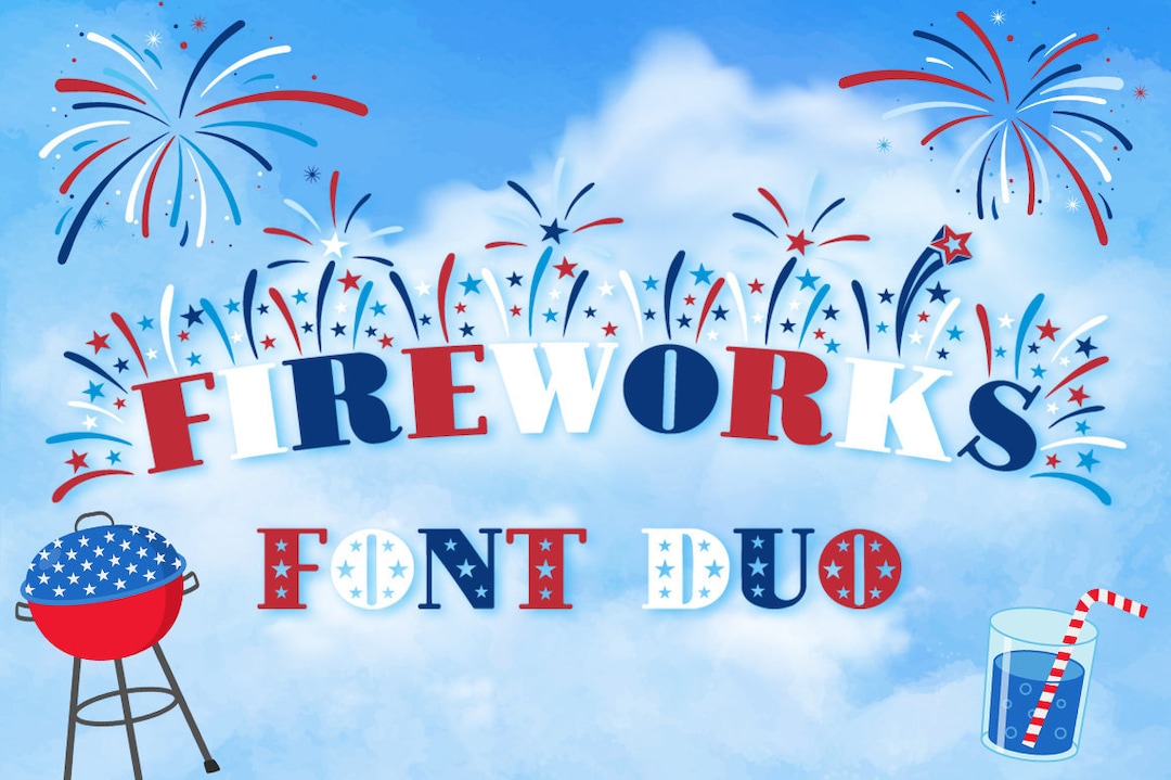 Fireworks Font | Fireworks Alphabet | Independence Day Font | Fireworks ...