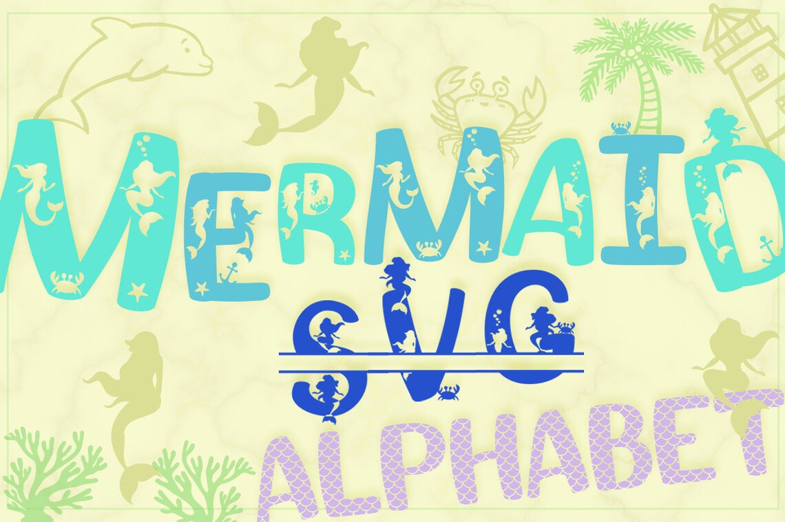 Mermaid SVG Alphabet Mermaid Font SVG Mermaid Monogram Cut | Etsy