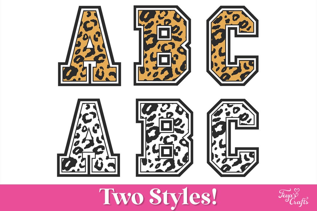 Leopard Print SVG Alphabet, Leopard Varsity Font SVG, Animal Print ...