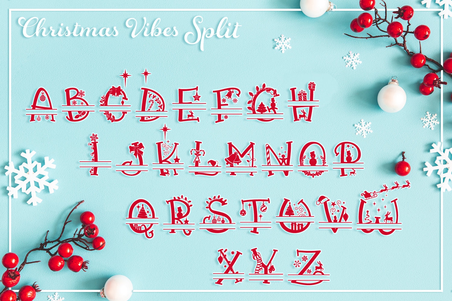 Christmas Font Christmas Monogram Font for Cricut & | Etsy