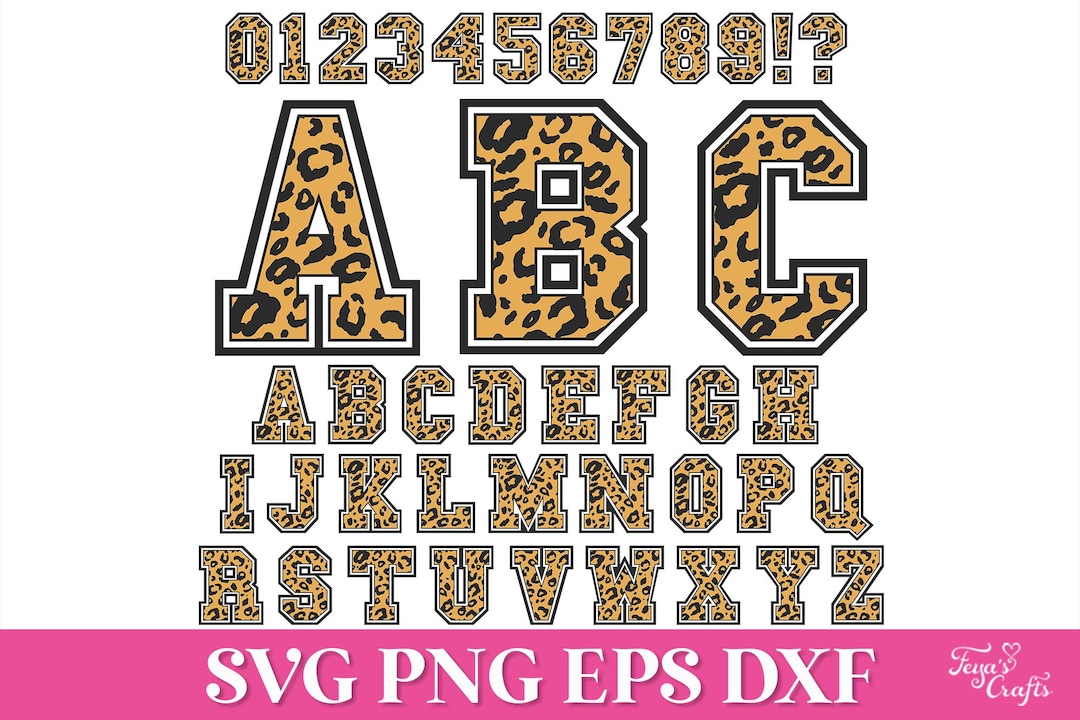 Leopard Print SVG Alphabet, Leopard Varsity Font SVG, Animal Print ...
