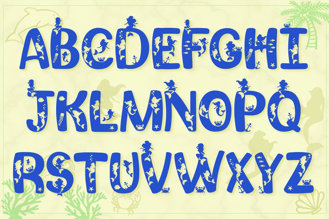 Mermaid SVG Alphabet | Mermaid Font SVG | Mermaid Monogram Cut File ...