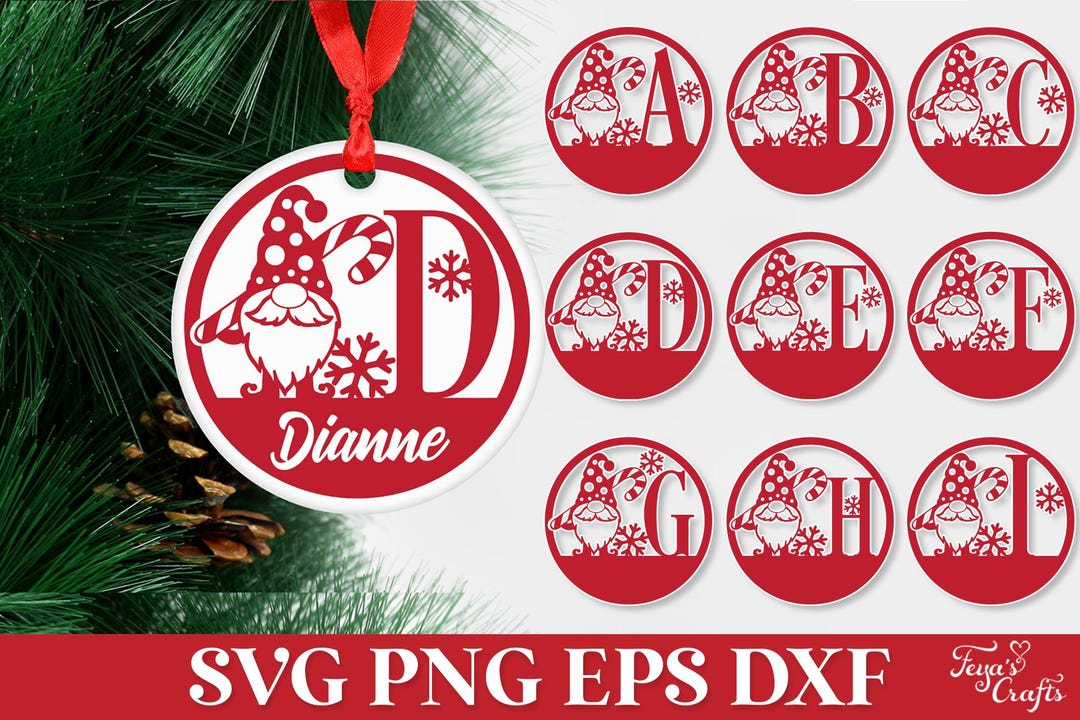 Christmas Monogram SVG Ornament, Round Christmas SVG Alphabet ...