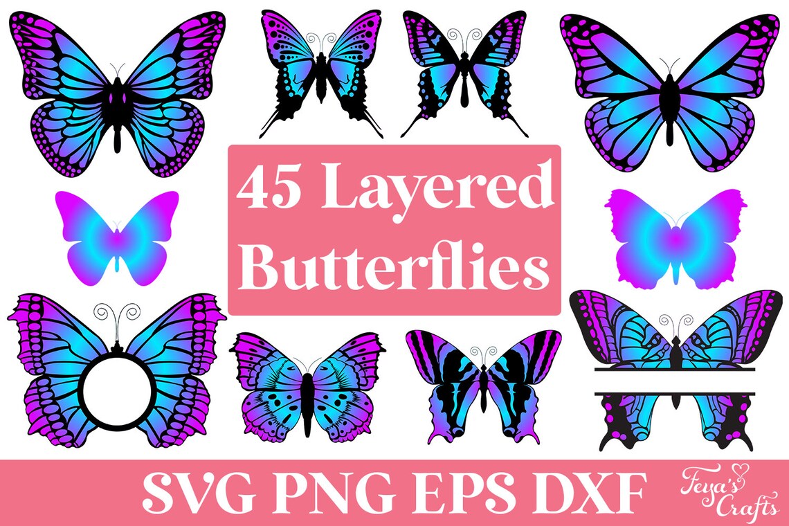 Layered Butterfly SVG Bundle Layered Butterflies Svg - Etsy