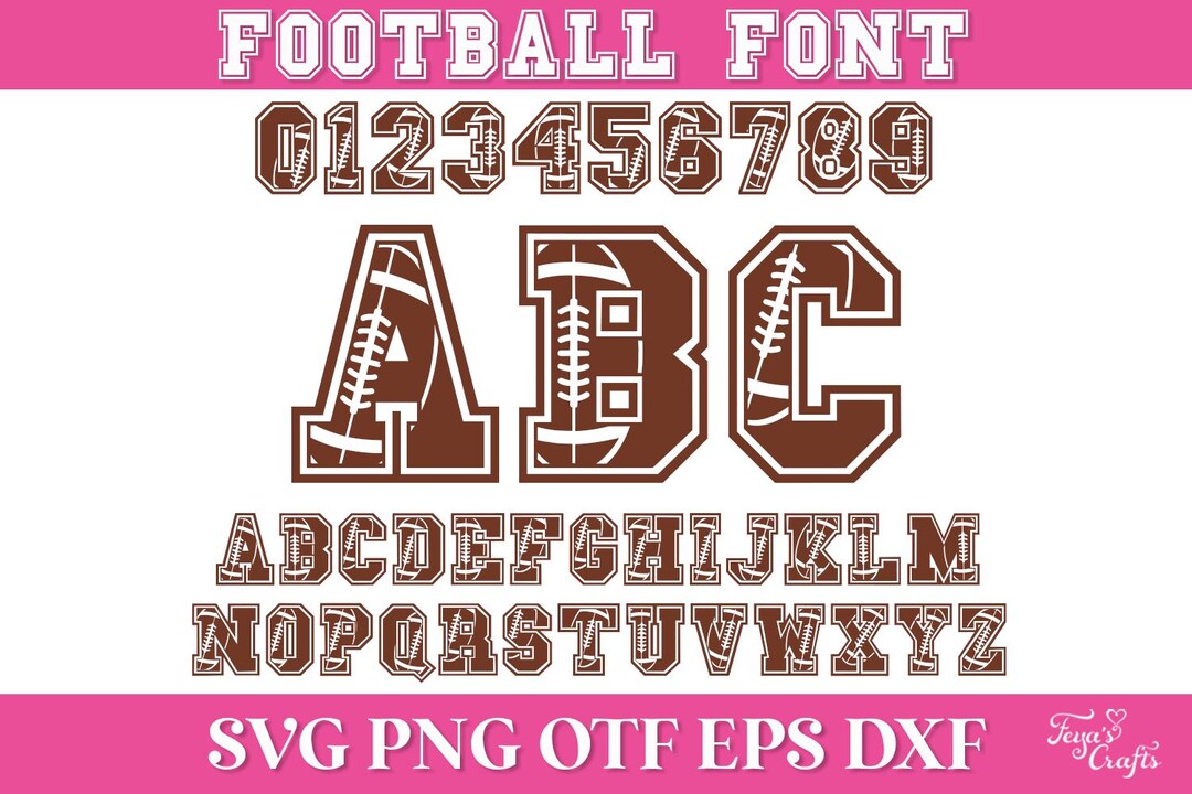 Football SVG Alphabet, Football Numbers Svg Png, Varsity Font, Football ...