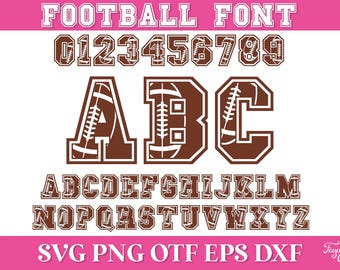 Football Alphabet and Numbers SVG Bundle, Football SVG, Varsity Font ...