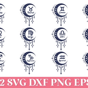 Zodiac SVG Files Cricut, Zodiac Sign SVG PNG Bundle, Horoscope Svg Png ...