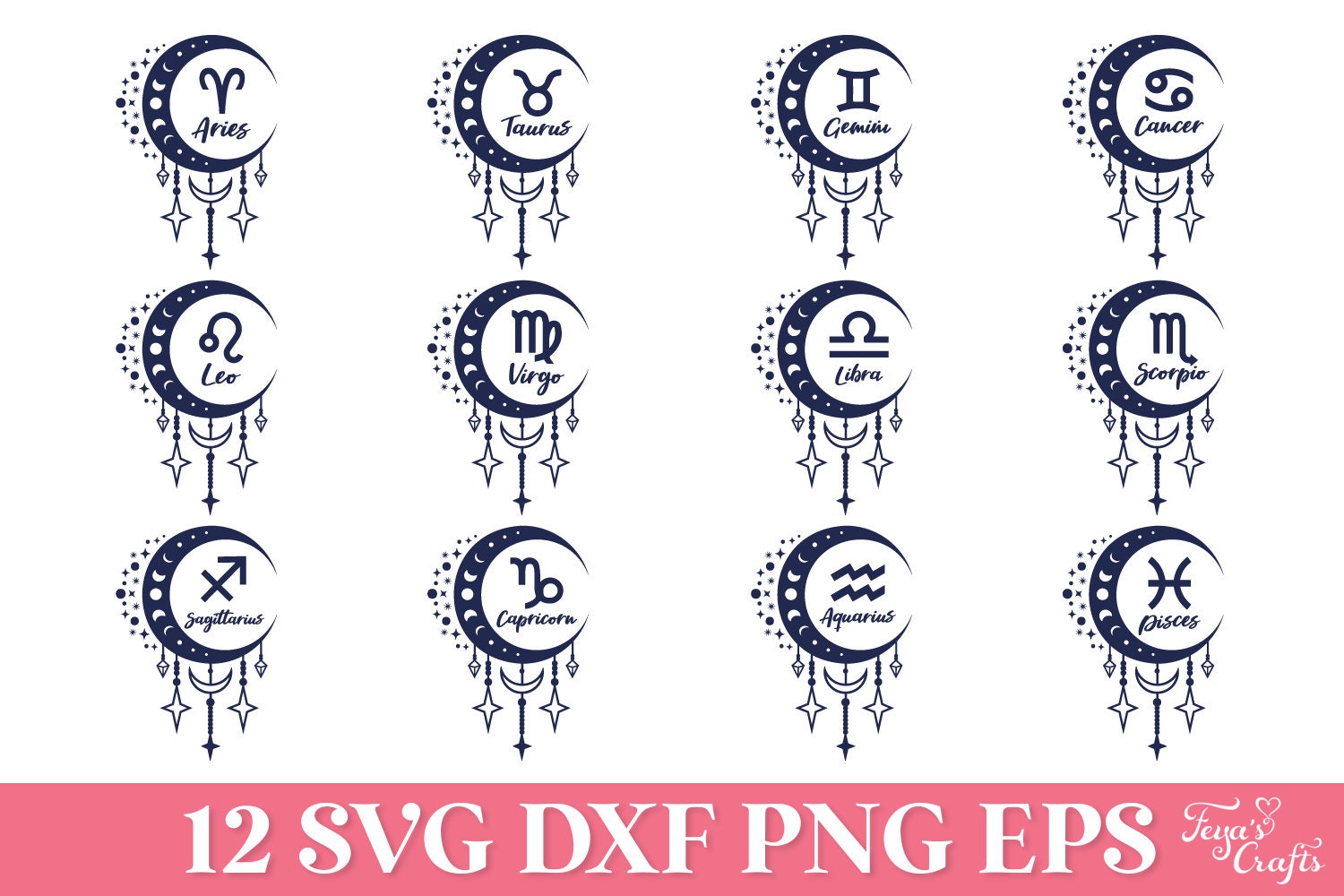 Zodiac SVG Files Cricut, Zodiac Sign SVG PNG Bundle, Horoscope Svg Png ...