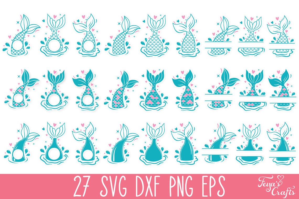 Mermaid Tail SVG PNG Mermaid Tail Monogram Svg Mermaid Tail - Etsy