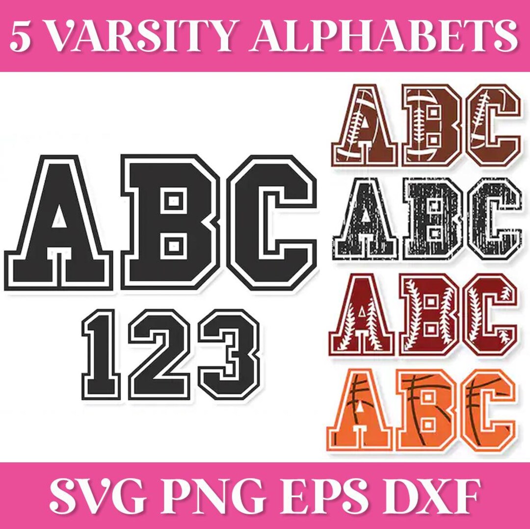 Varsity Font SVG Bundle, Sports SVG Alphabet, College Jersey Font Svg ...