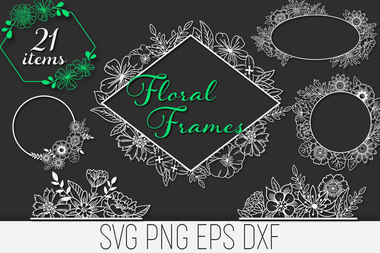 Floral Frames SVG | Flower Wreath, Monogram (digital Download) - Etsy