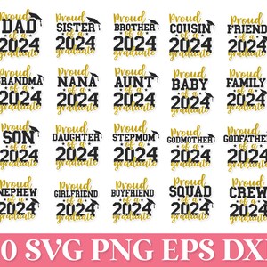 Proud Mom of 2024 Graduate SVG, Proud Family of 2024 Graduate SVG, 2024 ...
