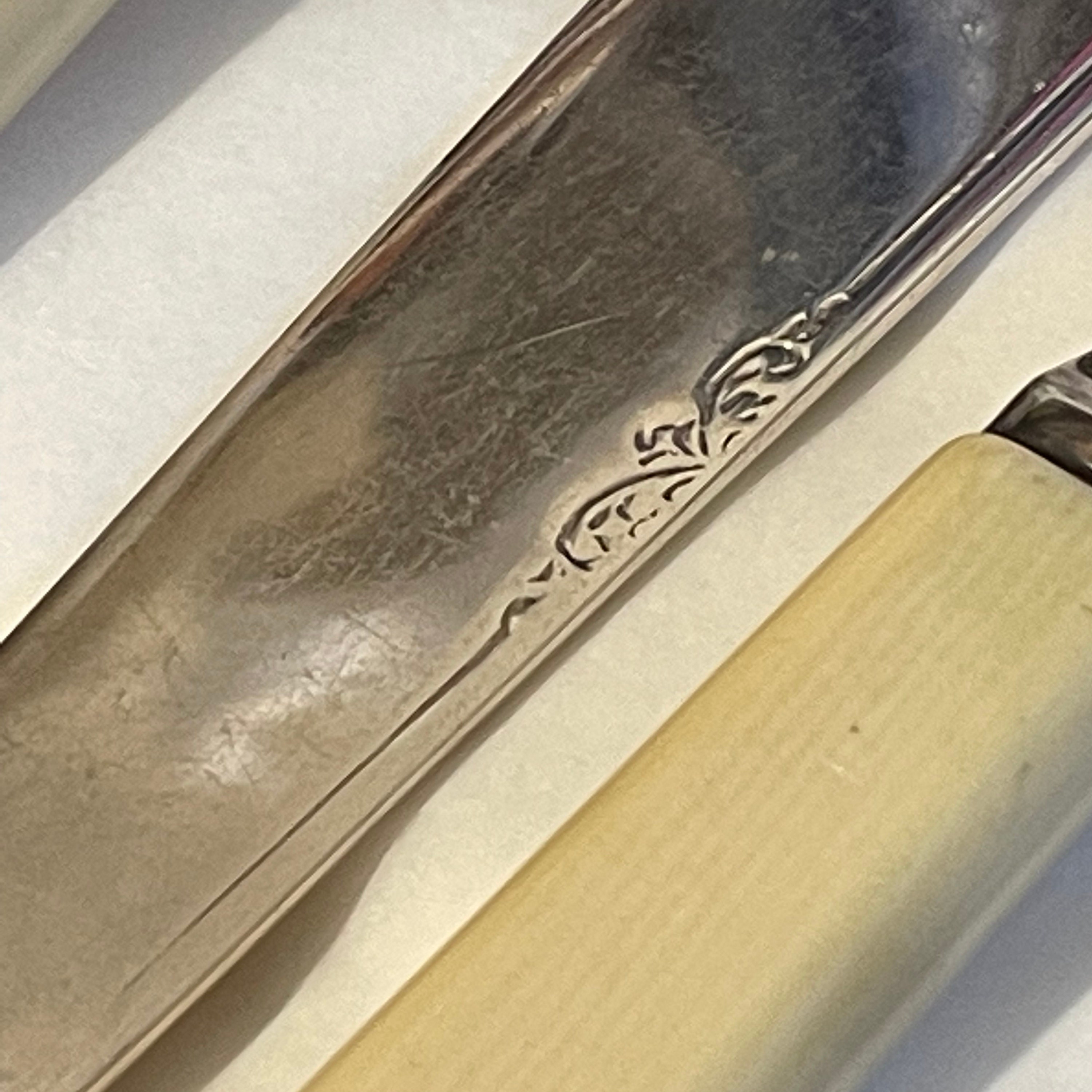 EPNS Fish Cutlery With Faux Bone Handles Marked I H Vintage 1950s ...