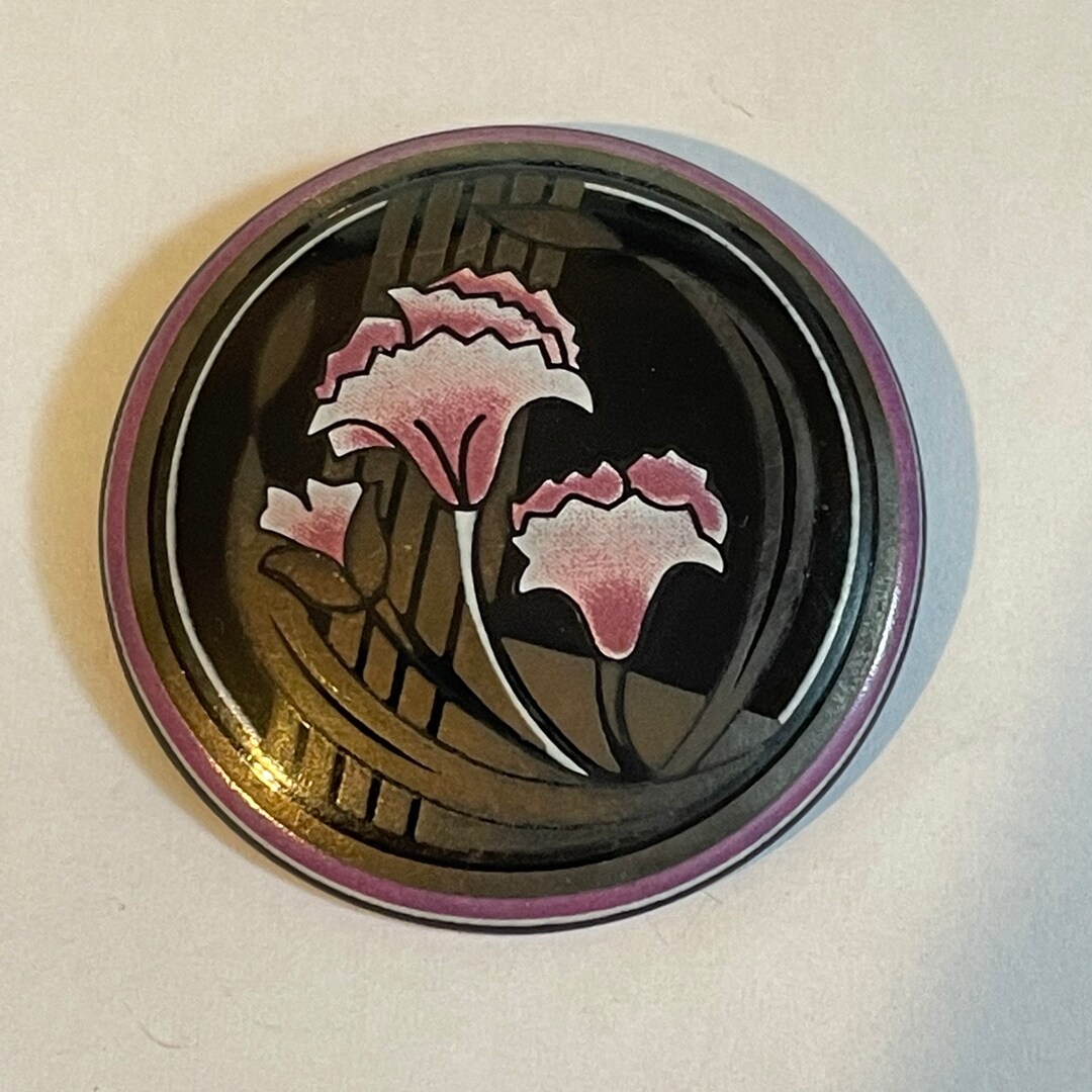 Michaela Frey Brooch Vintage Enamelled Floral Brooch With an Art Deco ...