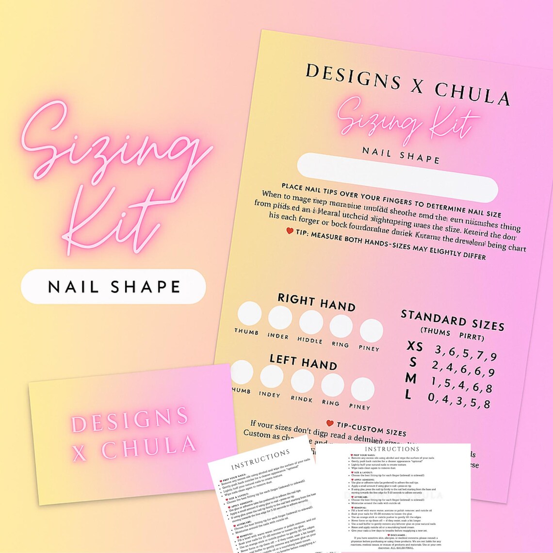 Digital Nail Sizing Kit: Printable Press-on Nail Size Chart (canva ...