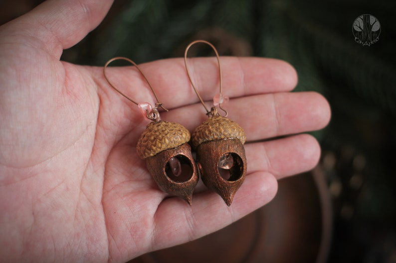 Acorn Earrings Green witch outfit Forest nymph jewelry | Etsy