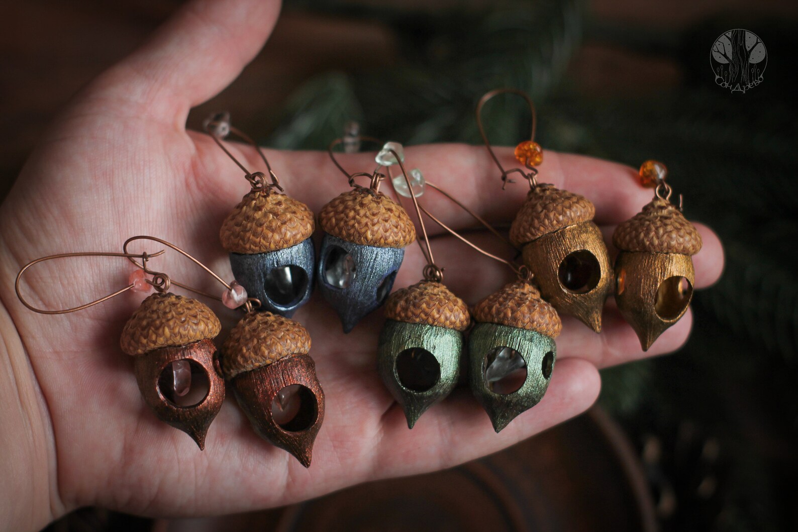 Acorn Earrings Green witch outfit Forest nymph jewelry | Etsy