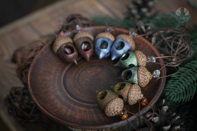 Acorn Earrings Green witch outfit Forest nymph jewelry | Etsy