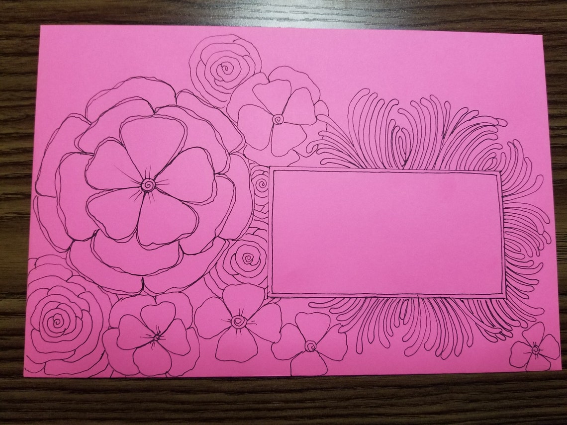5 Bold Pink Hand-decorated Envelopes 9 X 6 Inches - Etsy