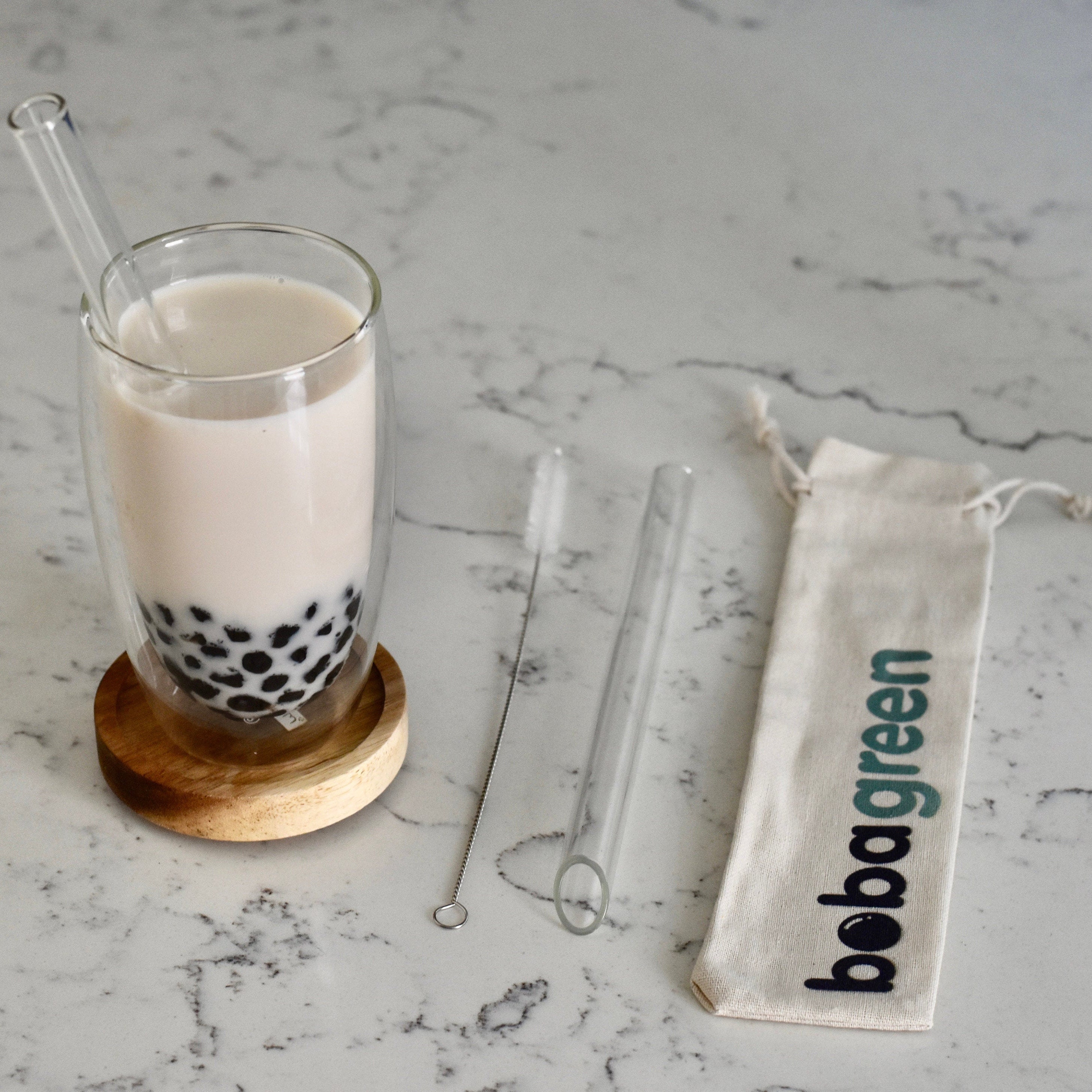 Boba Glass Straw Set Bubble Tea and Smoothie Size | Etsy