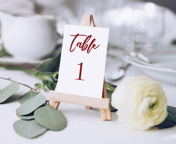 Red Glitter Wedding Table Numbers Printable 4x6 Size 1-30 | Etsy